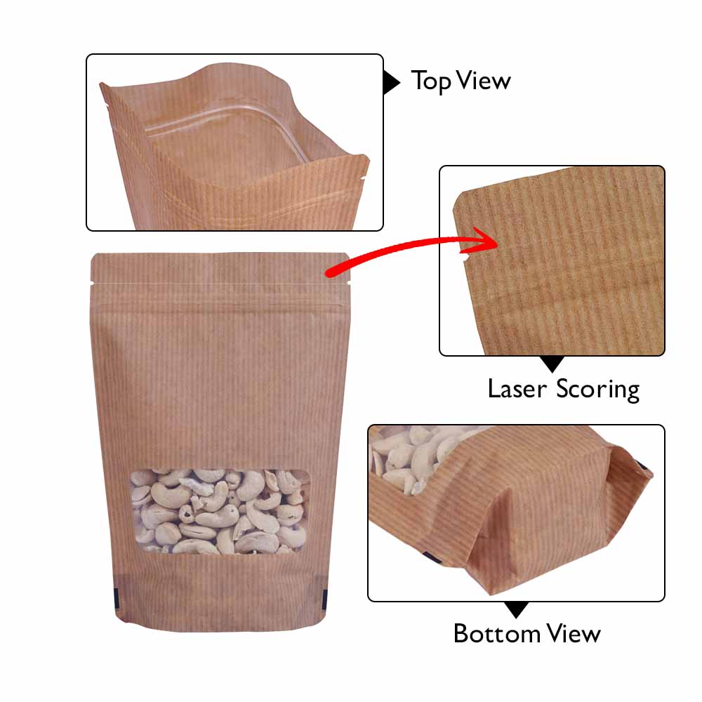 Rectangle Window Kraft Stand Up Pouches | Pouchmakers canada