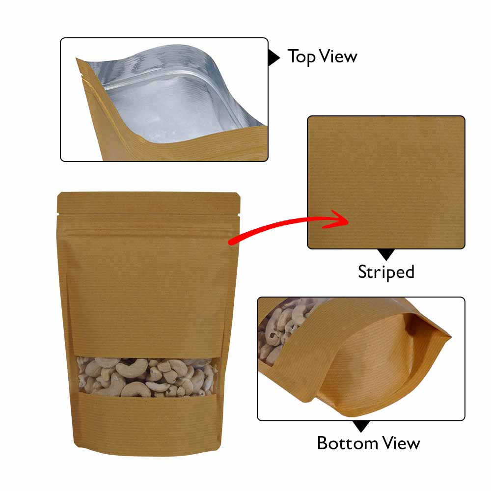 Rectangle Window Kraft Stand Up Pouches | Pouchmakers canada
