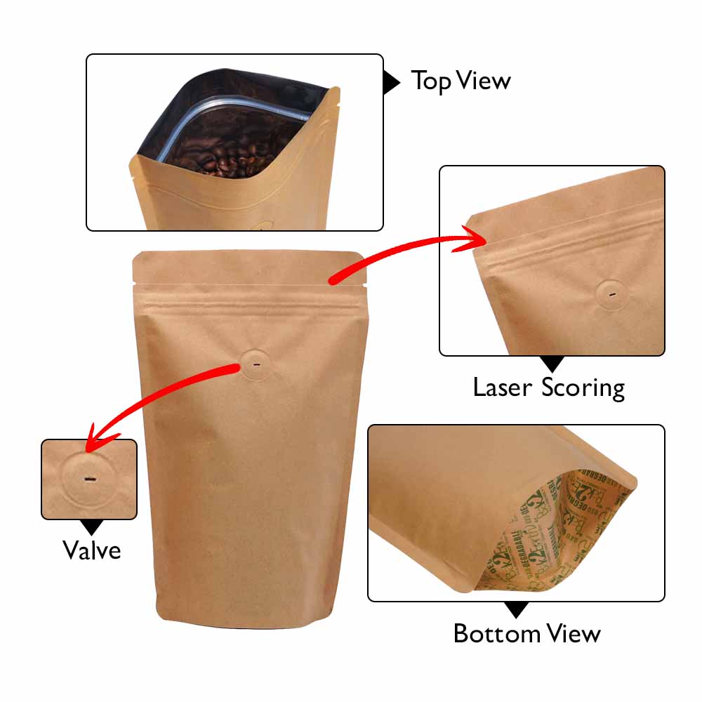 Stand Up Pouches with Valve (Coffee bags) - Pouchmakers