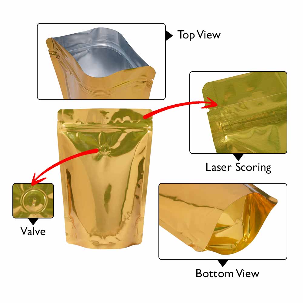 Stand Up Pouches with Valve (Coffee bags) - Pouchmakers